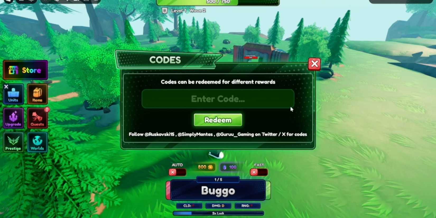 Roblox: Anime Defense RNG Codes