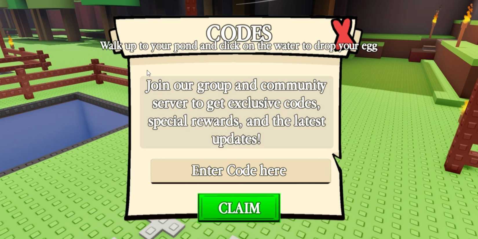 Roblox: Own a Fish Pond Codes