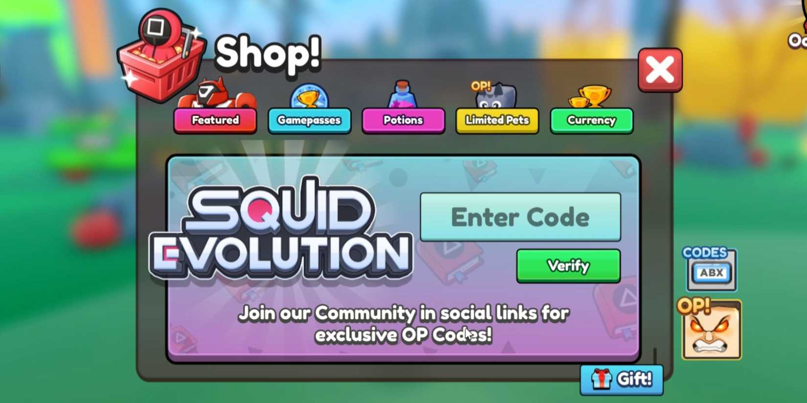 Roblox: Squid Evolution Codes