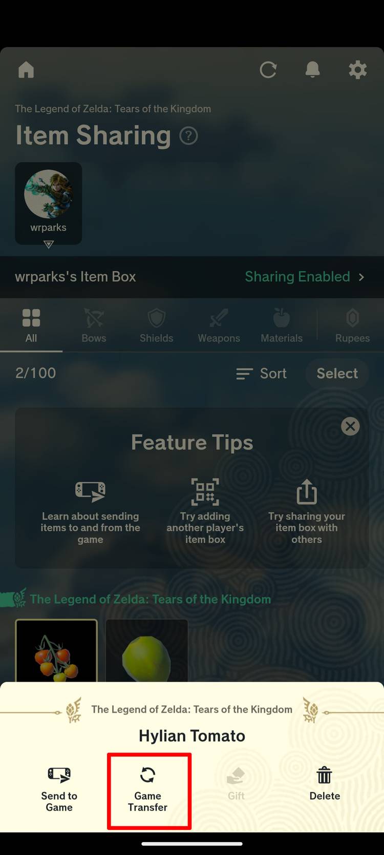 How to Share Items With Friends in Breath of the Wild & Tears of the ...