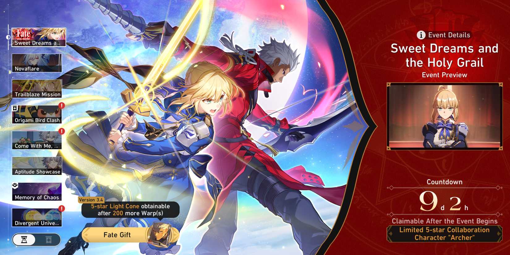 Fate Collab Release Date (Saber & Archer) In HSR - Honkai Star Rail