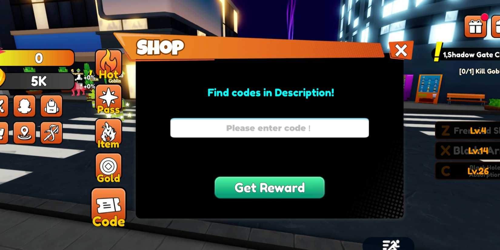 Roblox Arise-Shadow Hunt Codes