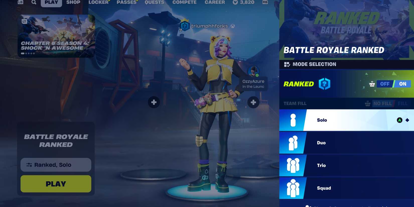 Fortnite: Chapter 6 Season 4 Ranked Quests & Rewards