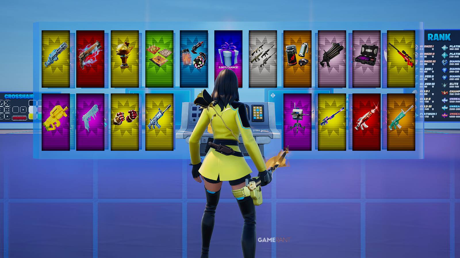 How to Get all Crazy 1v1 FFA - All Guns & Rides Secrets in Fortnite