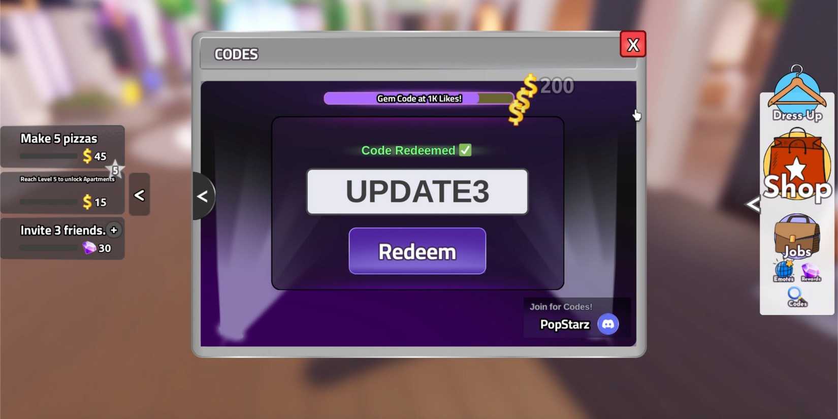 Roblox Pop Starz Codes
