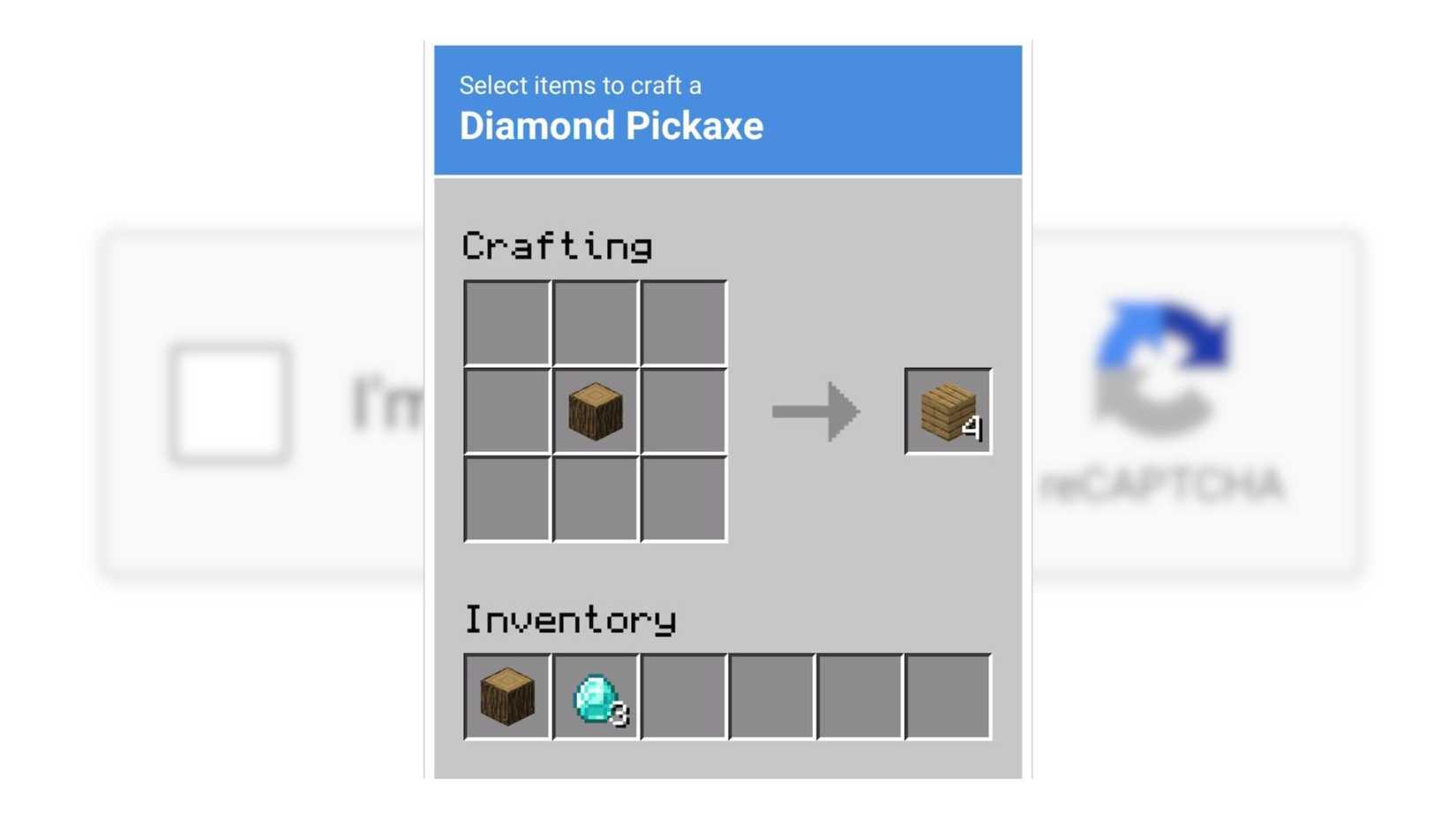 How to Craft a Diamond Pickaxe in I'm Not a Robot