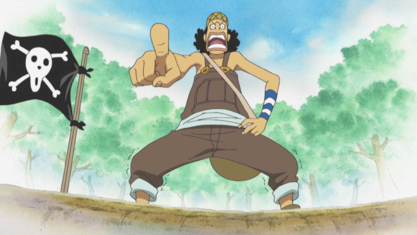 Usopp during his introduction at Syrup Village - One Piece