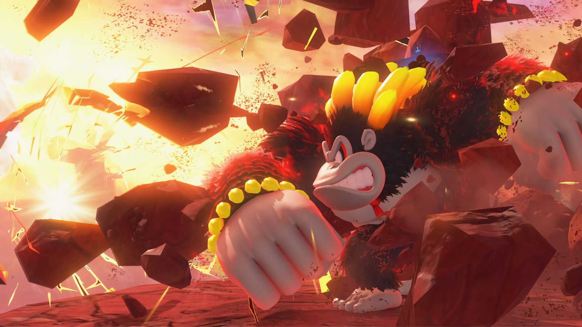 DK menghancurkan lingkungan di Donkey Kong Bananza