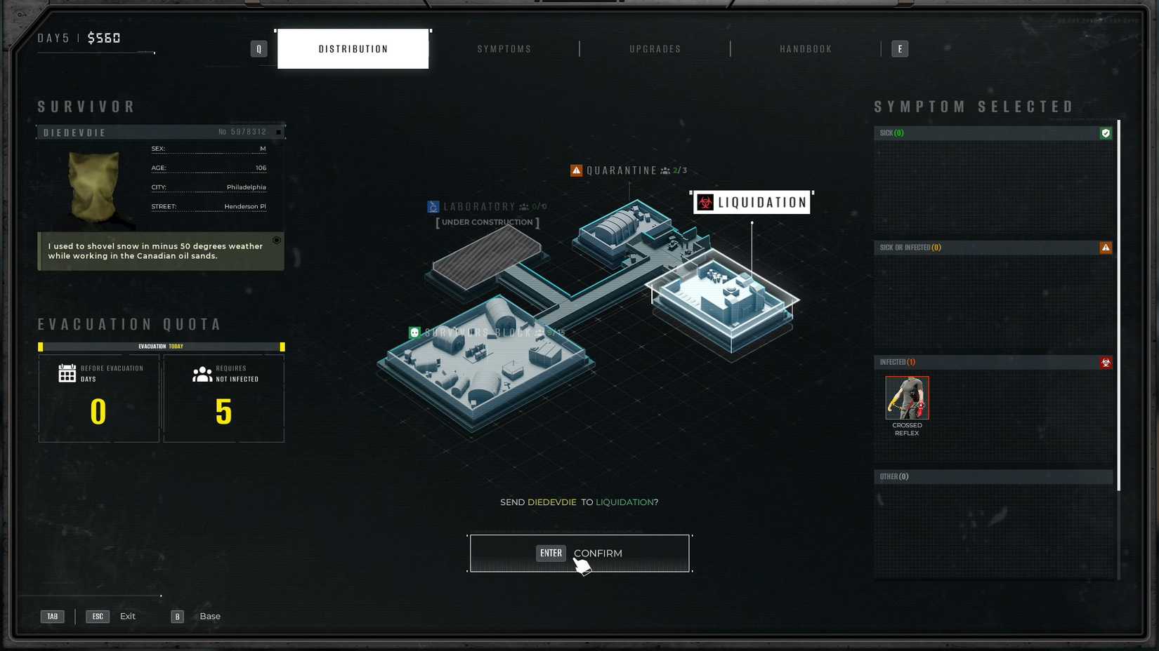 Is the Skeleton Survivor Infected in Quarantine Zone The Last Check?