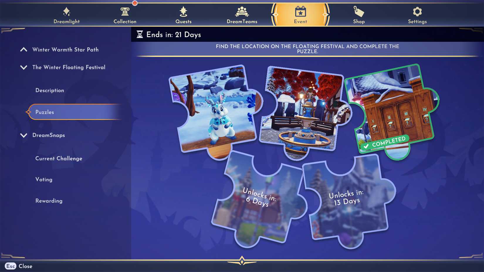 The Winter Floating Festival Event Puzzles In DDV