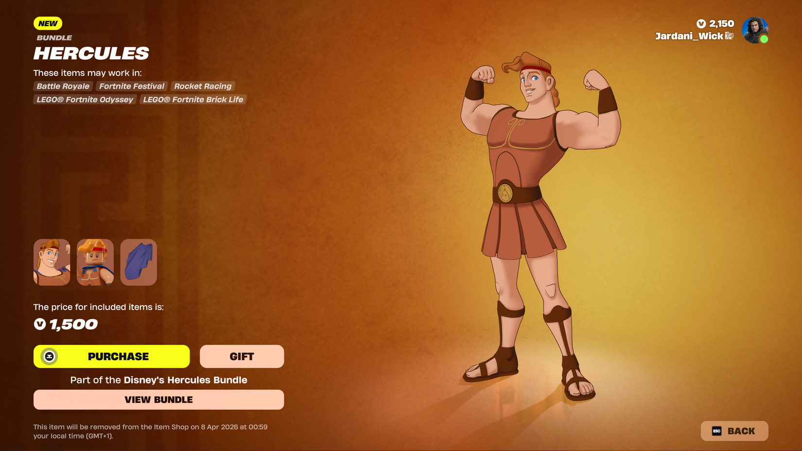 All Disney Hercules Skins in Fortnite & Prices