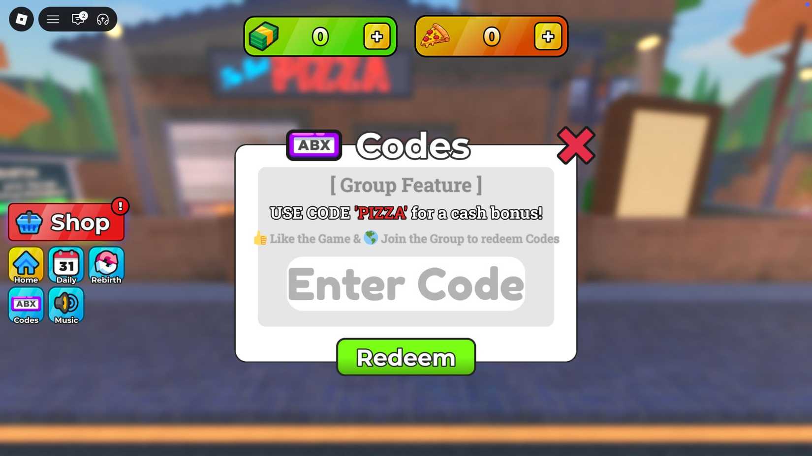 Own a Pizza Tycoon Codes