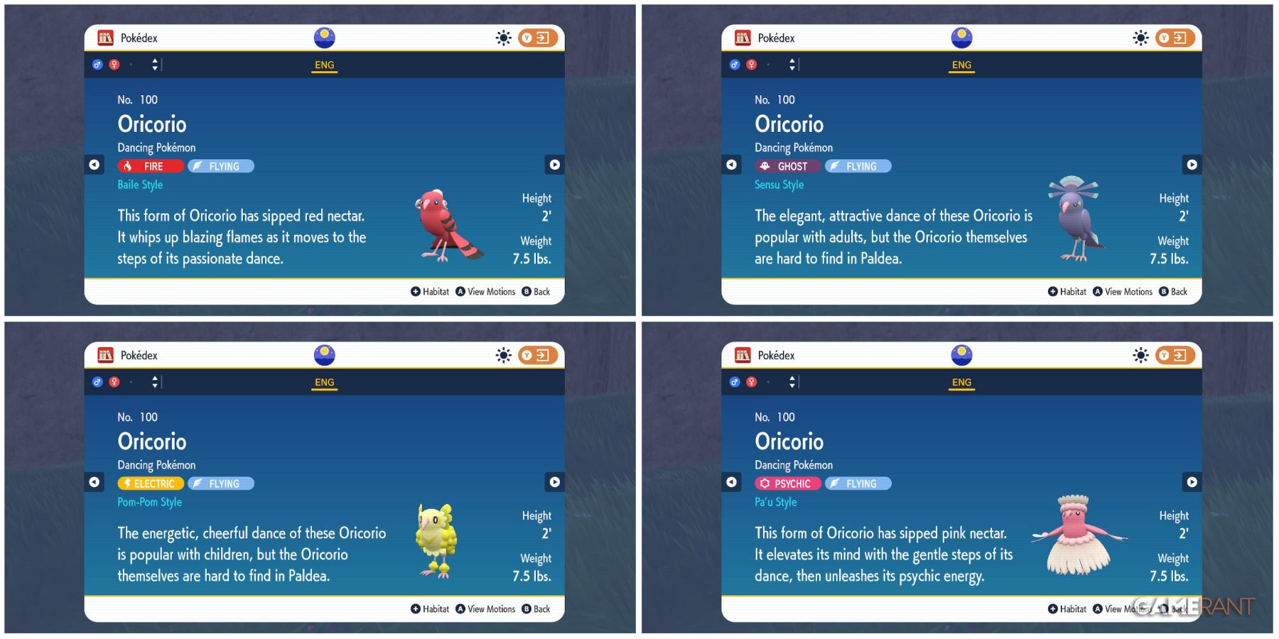 Pokemon Scarlet & Violet: How to Get Oricorio (& How to Change Its Style)