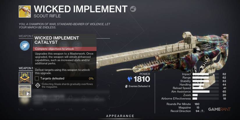 Destiny 2: How To Get The Wicked Implement Catalyst (& What It Does)