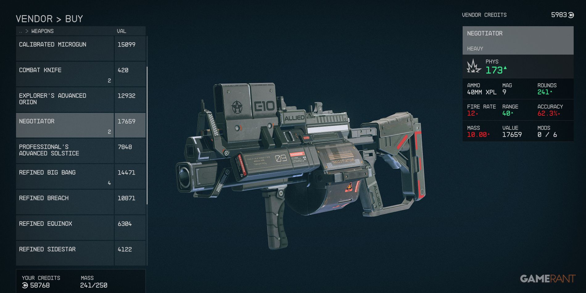 Starfield: Best Heavy Weapons