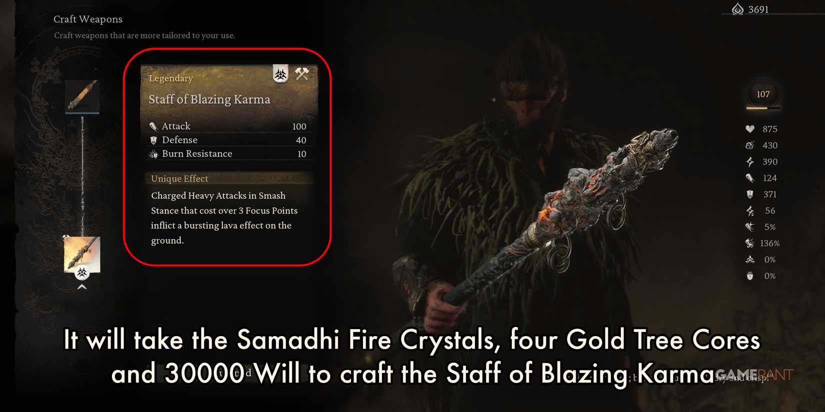 How to Craft the Staff of Blazing Karma in Black Myth: Wukong