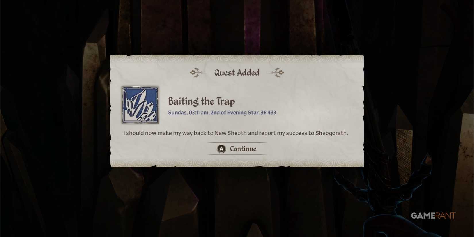 Baiting the Trap Quest Walkthrough – Oblivion Remastered.