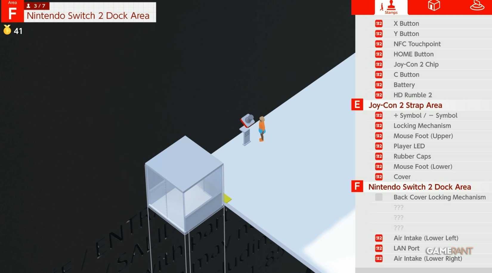 Stamps and Quizzes in Welcome Tour Area F