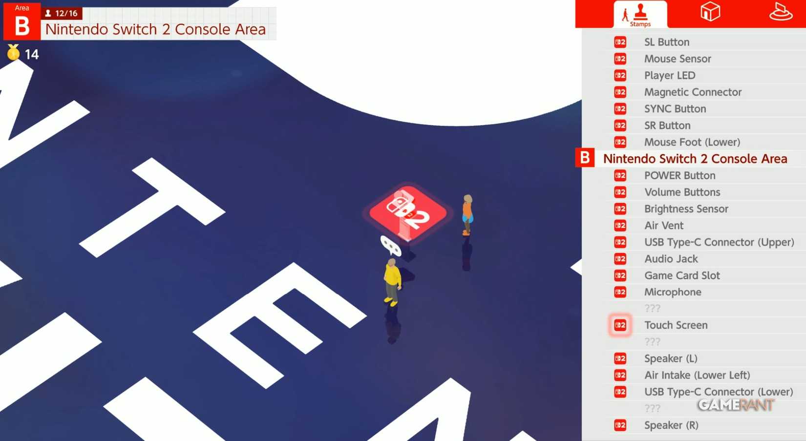 Area B Stamps and Quiz Answers in Switch 2 Welcome Tour